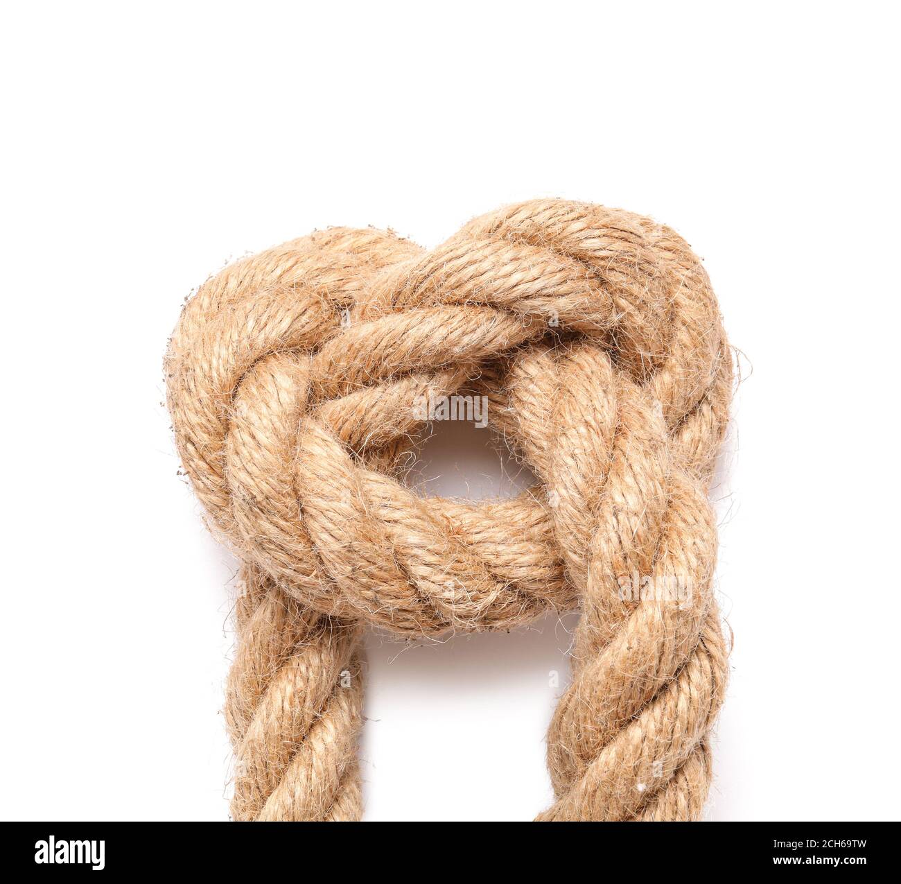 Rope with knot on white background Stock Photo - Alamy