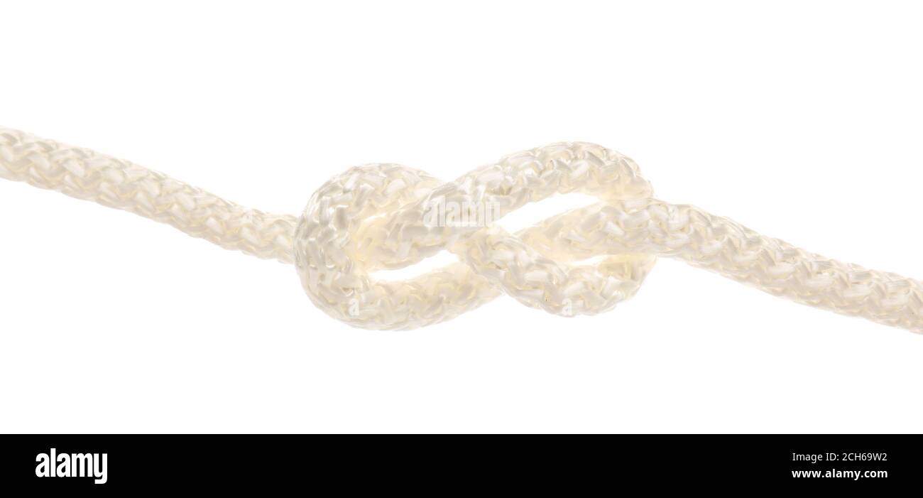 Rope with knot on white background Stock Photo - Alamy