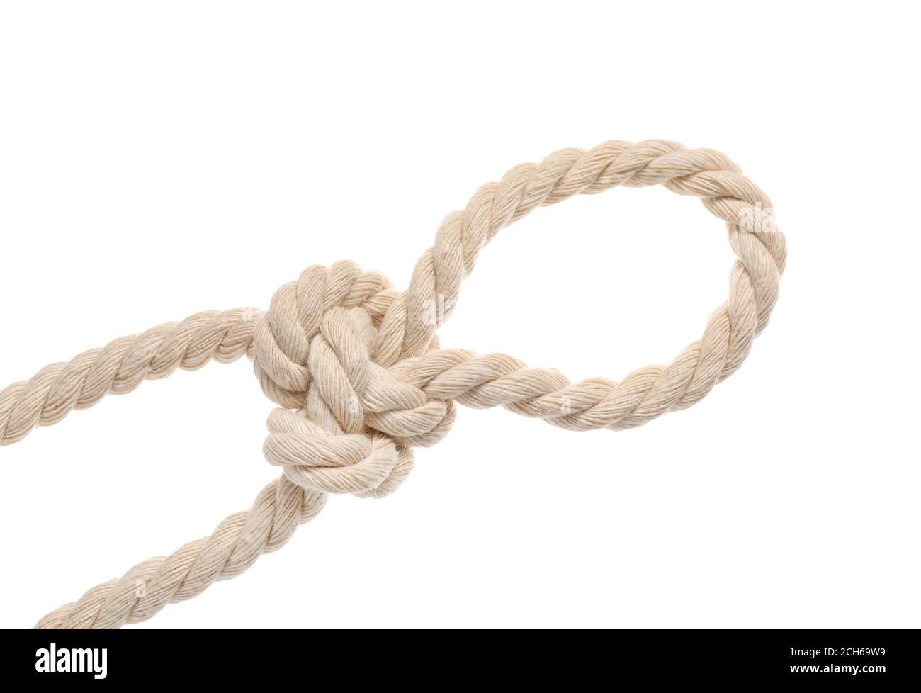 Rope with loop on white background Stock Photo - Alamy
