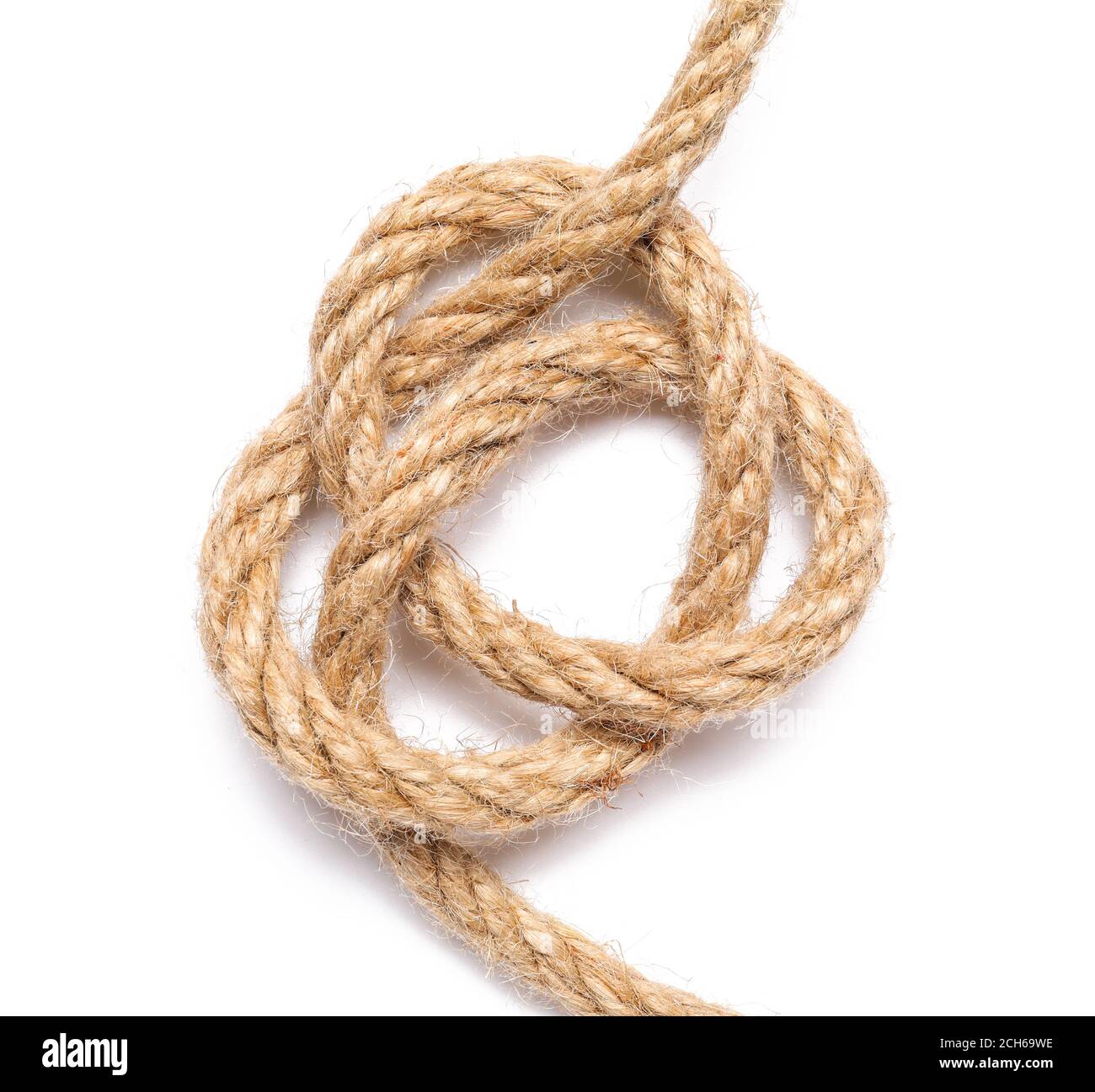 Rope with knot on white background Stock Photo - Alamy