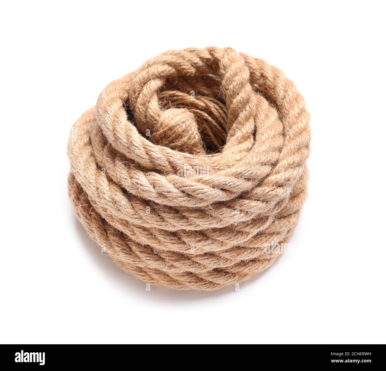 Long rope on white background Stock Photo - Alamy