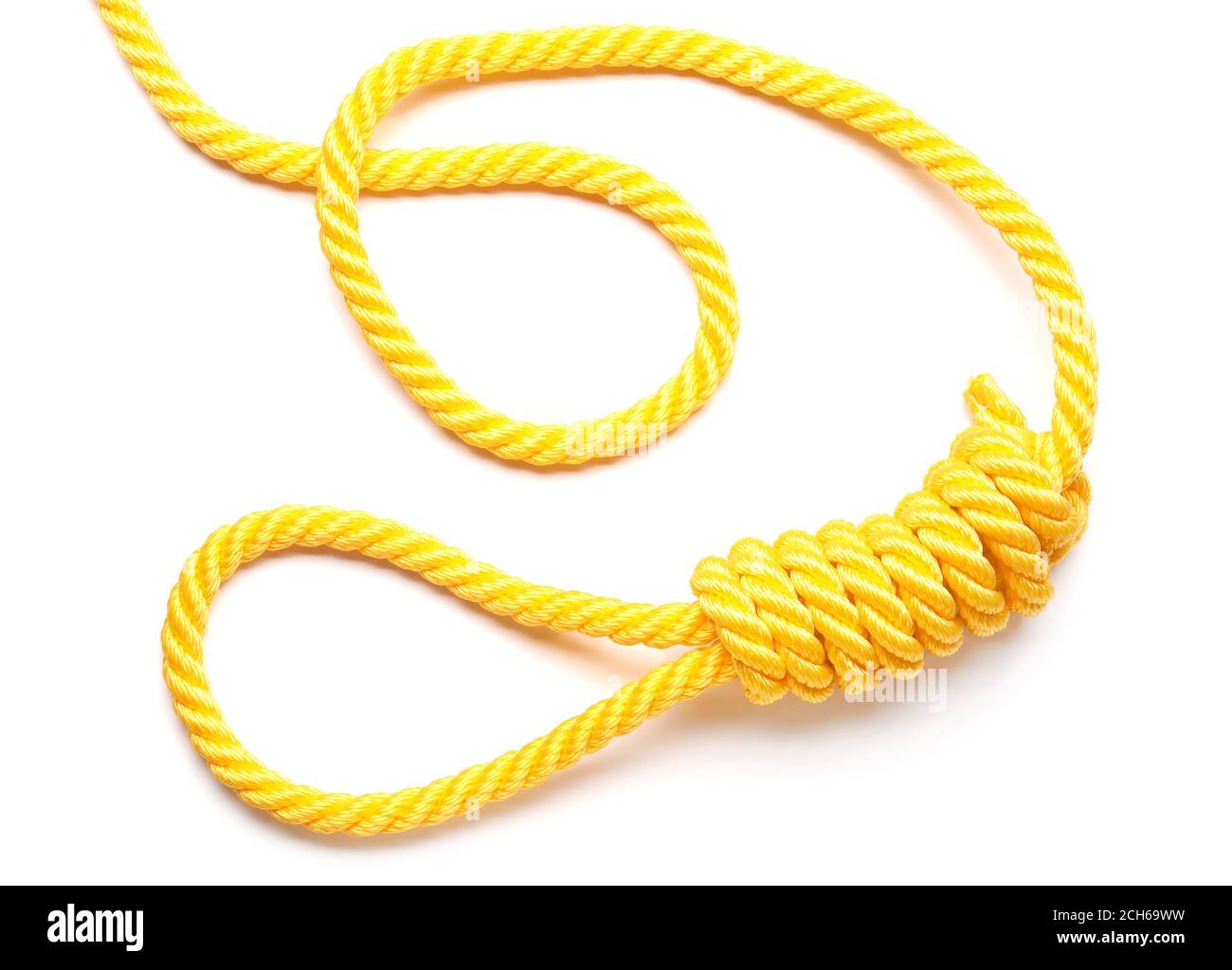 Rope with loop on white background Stock Photo - Alamy
