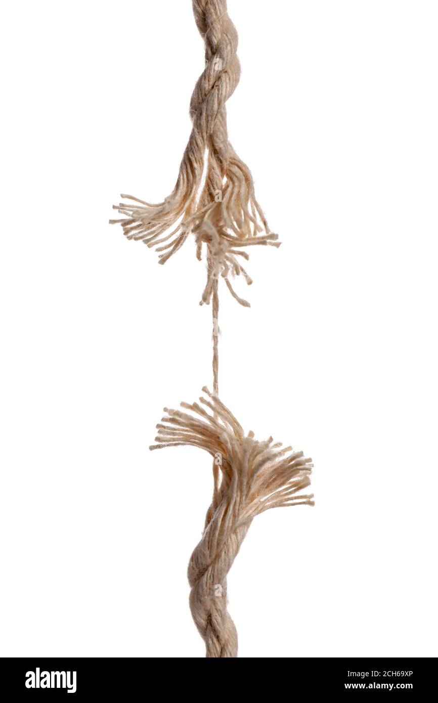 Frayed rope on white background Stock Photo - Alamy