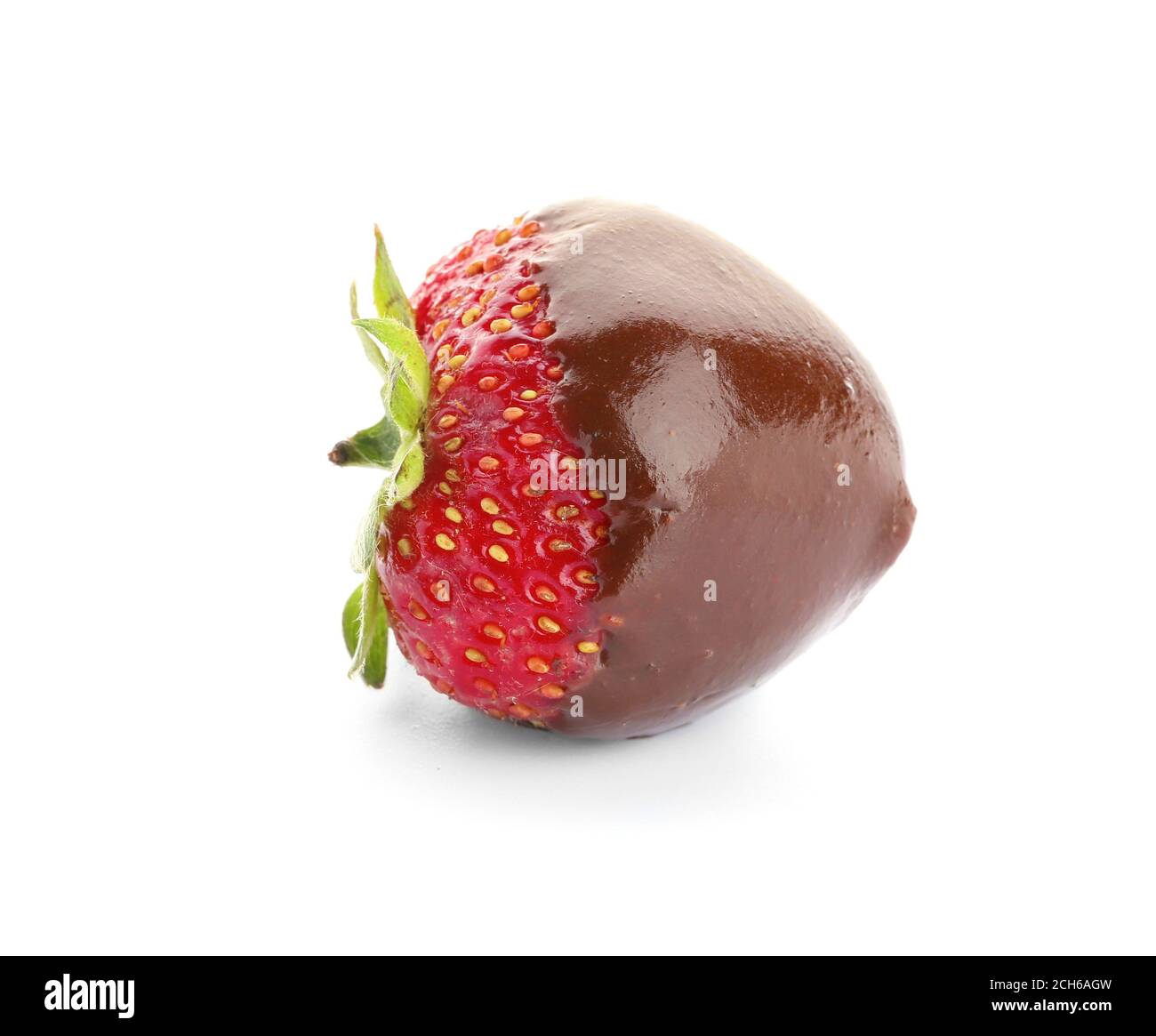 Tasty strawberry dipped in chocolate on white background Stock Photo ...