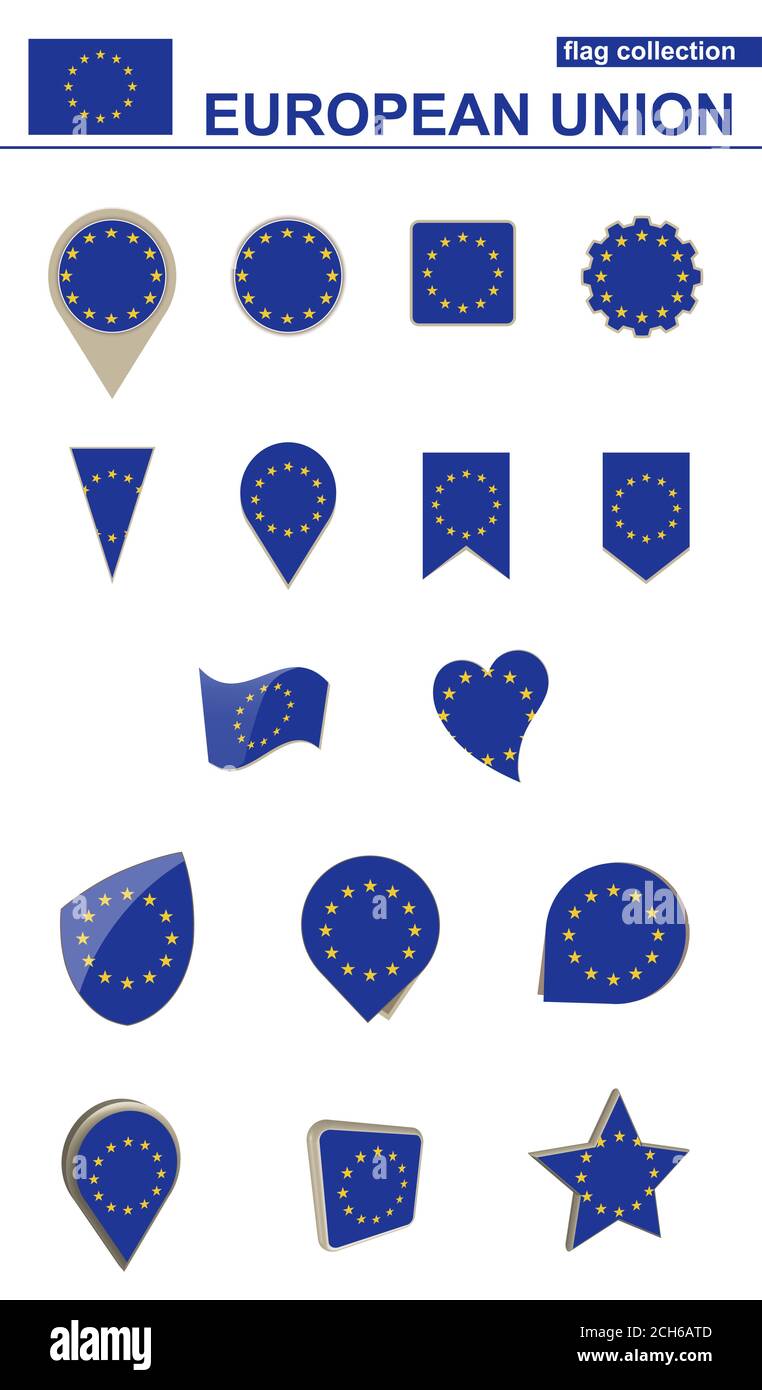 European Union Flag Collection. Big set for design. Vector Illustration ...