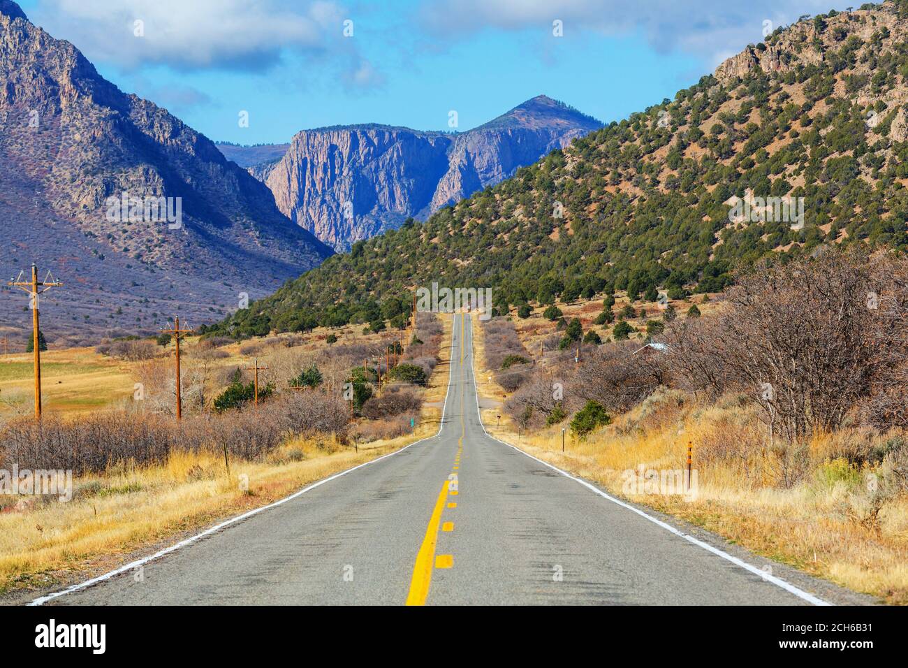 Scenic road in the mountains. Travel background Stock Photo - Alamy