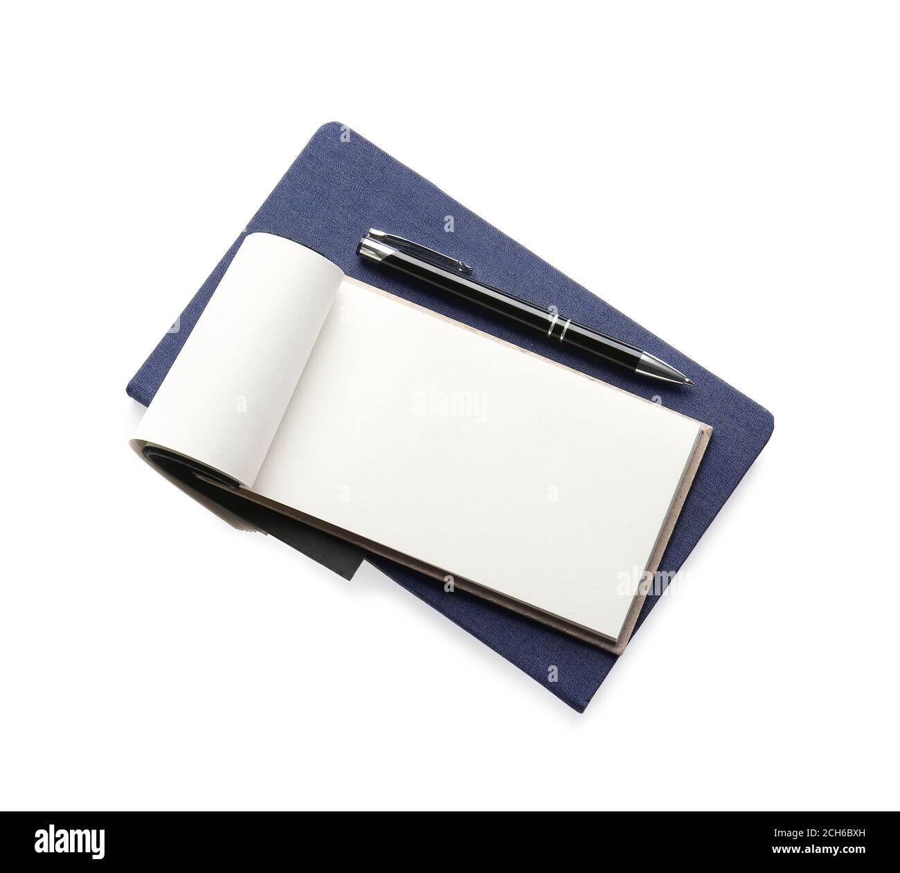 Notebooks and pen on white background Stock Photo - Alamy