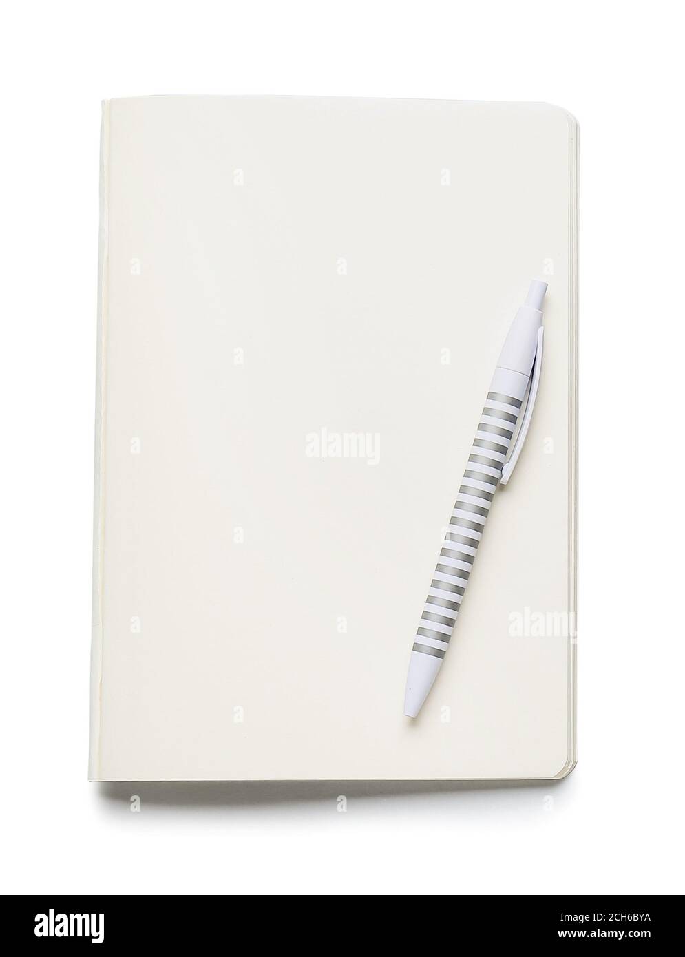 Notebook and pen on white background Stock Photo - Alamy