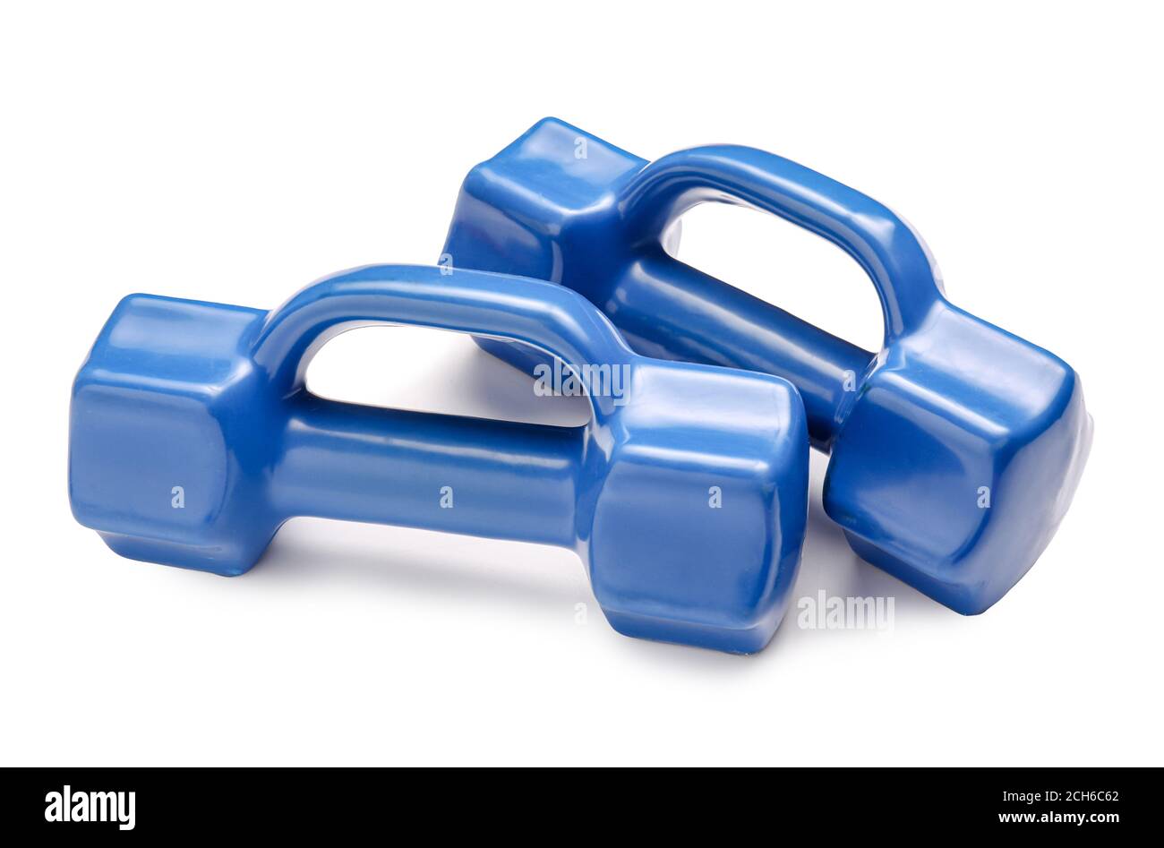 Color dumbbells on white background Stock Photo - Alamy