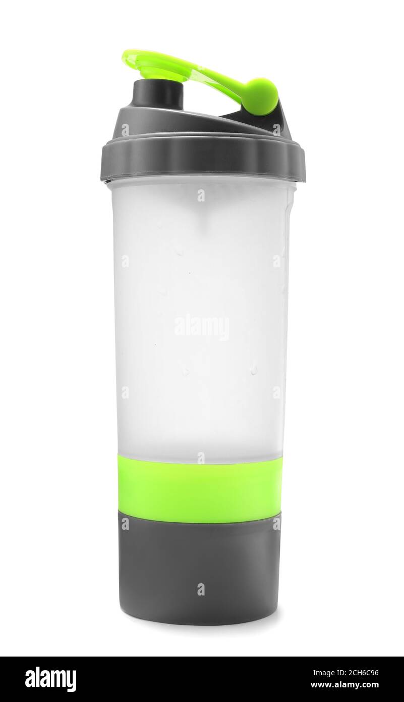 Shaker for protein on white background Stock Photo - Alamy