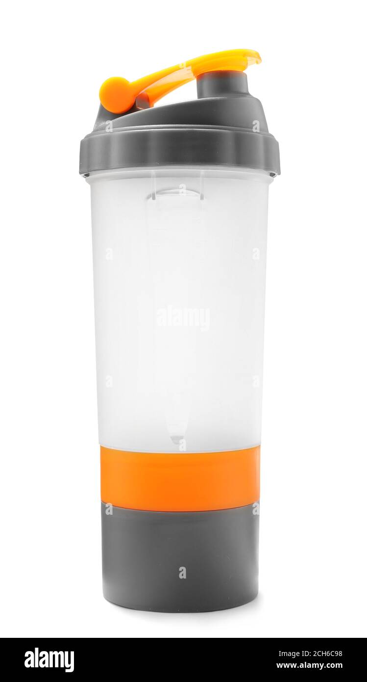 Shaker for protein on white background Stock Photo - Alamy
