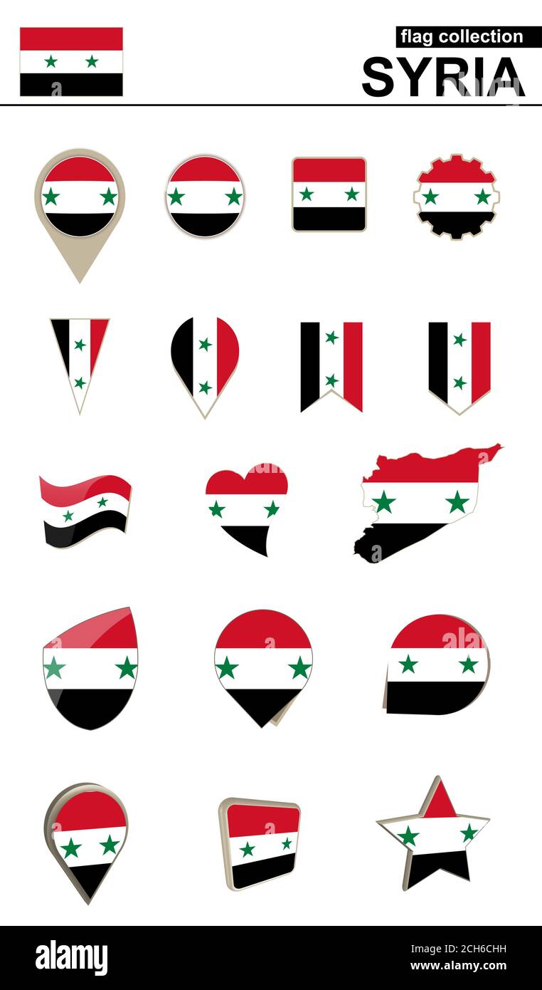 Syria Flag Collection. Big set for design. Vector Illustration Stock ...