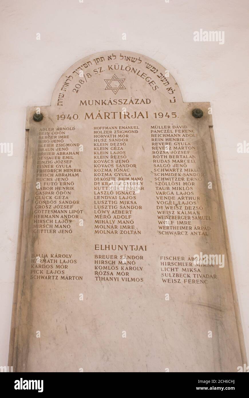 Memorial plaque at the Dohany Street great Synagogue, Budapest, Hungary ...