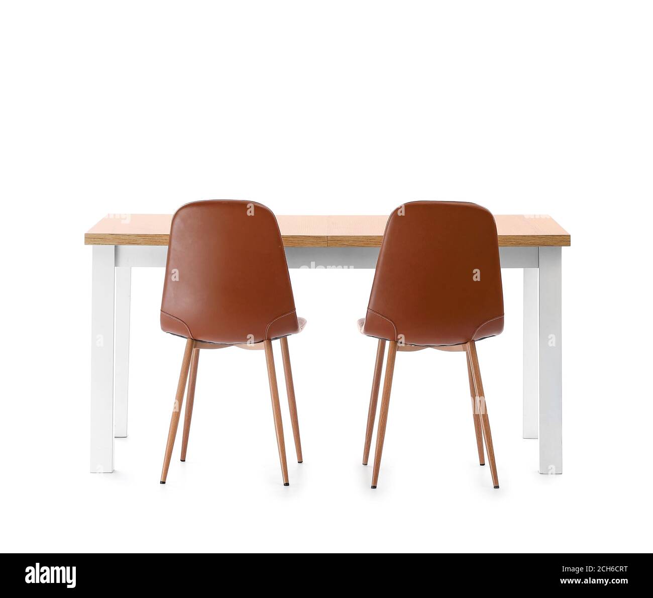 Table and chairs on white background Stock Photo - Alamy