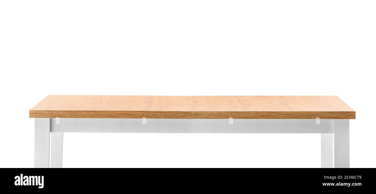 Modern table on white background Stock Photo - Alamy