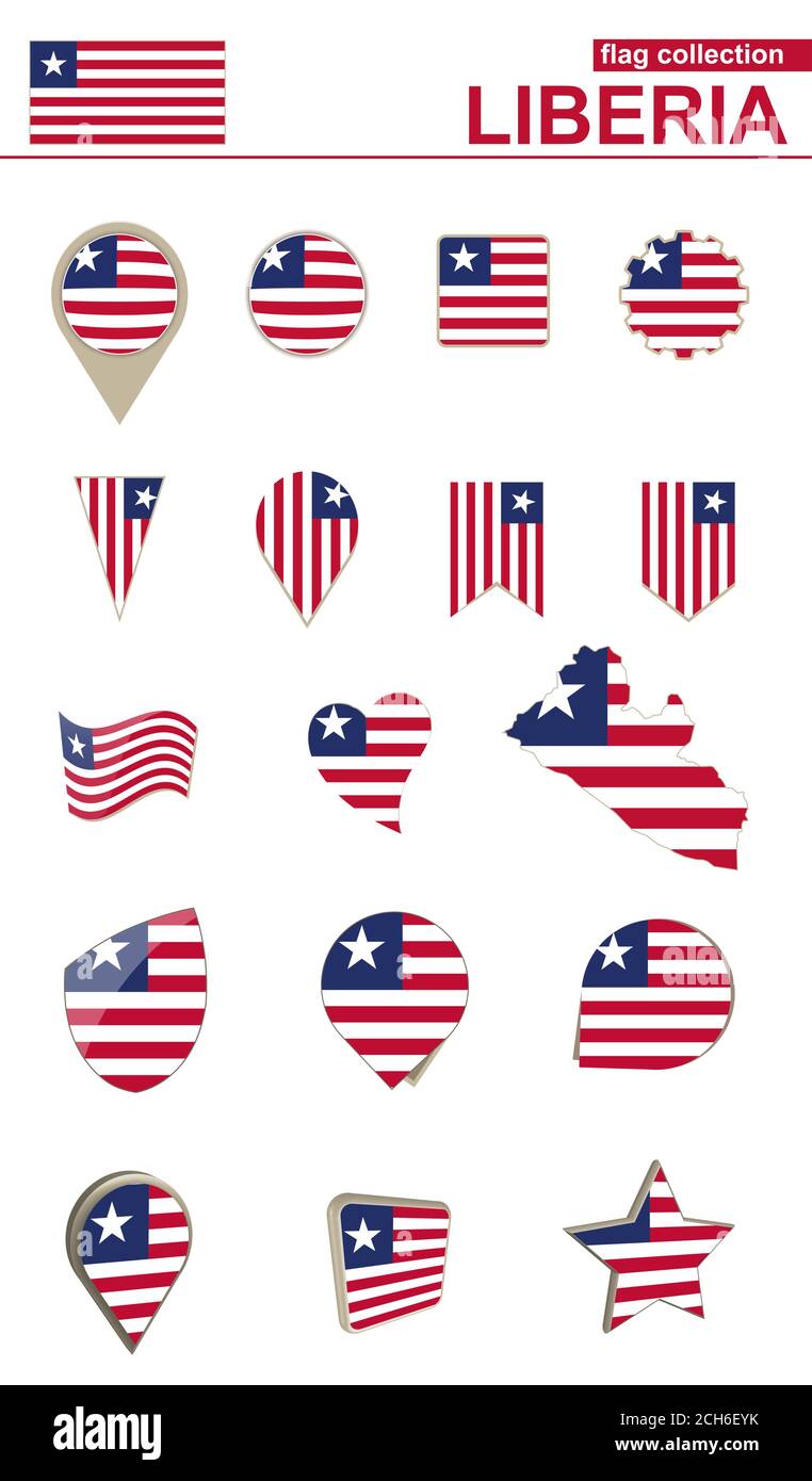 Liberia Flag Collection. Big set for design. Vector Illustration Stock ...