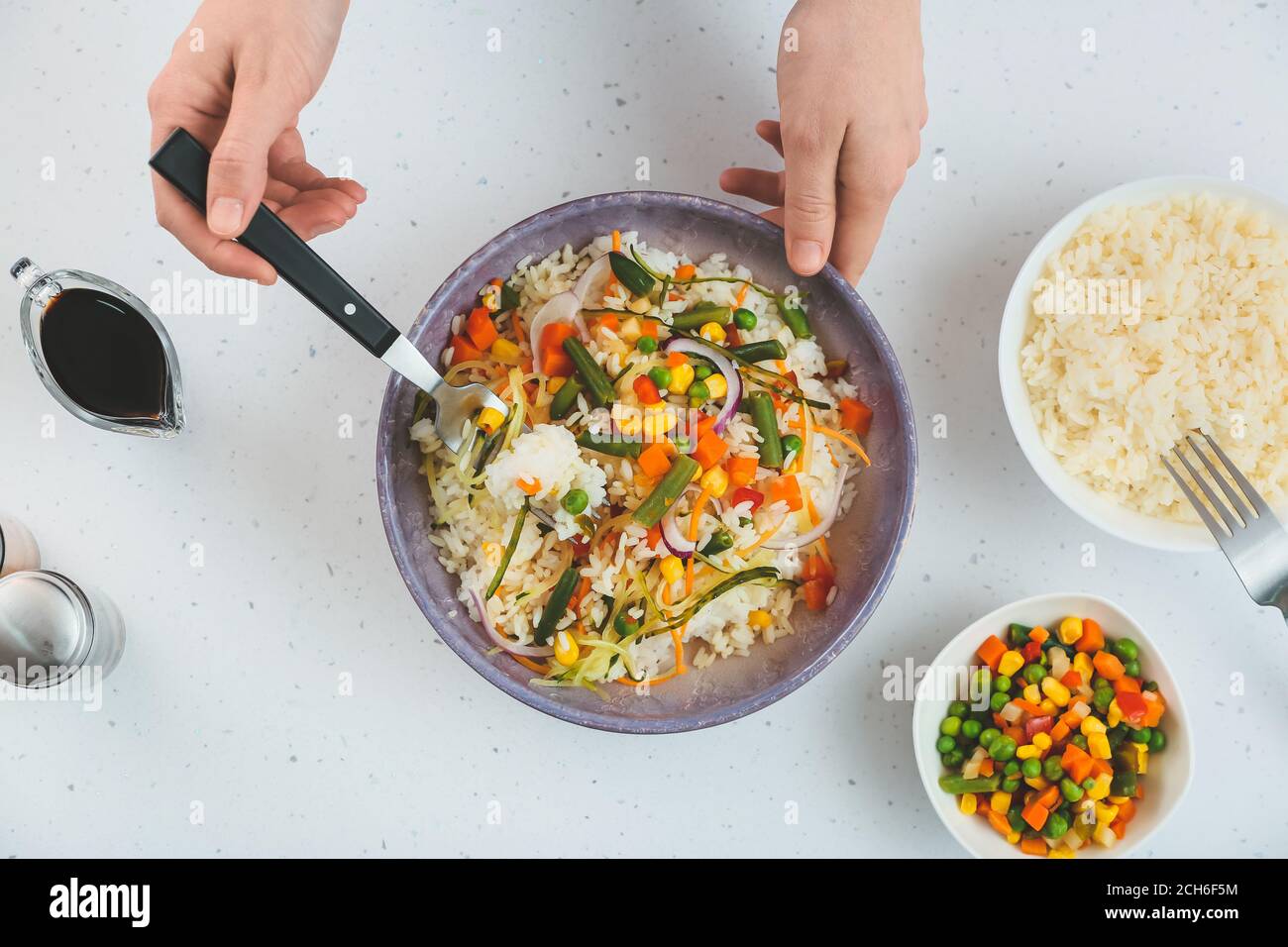 Fried rice top view hi-res stock photography and images - Alamy