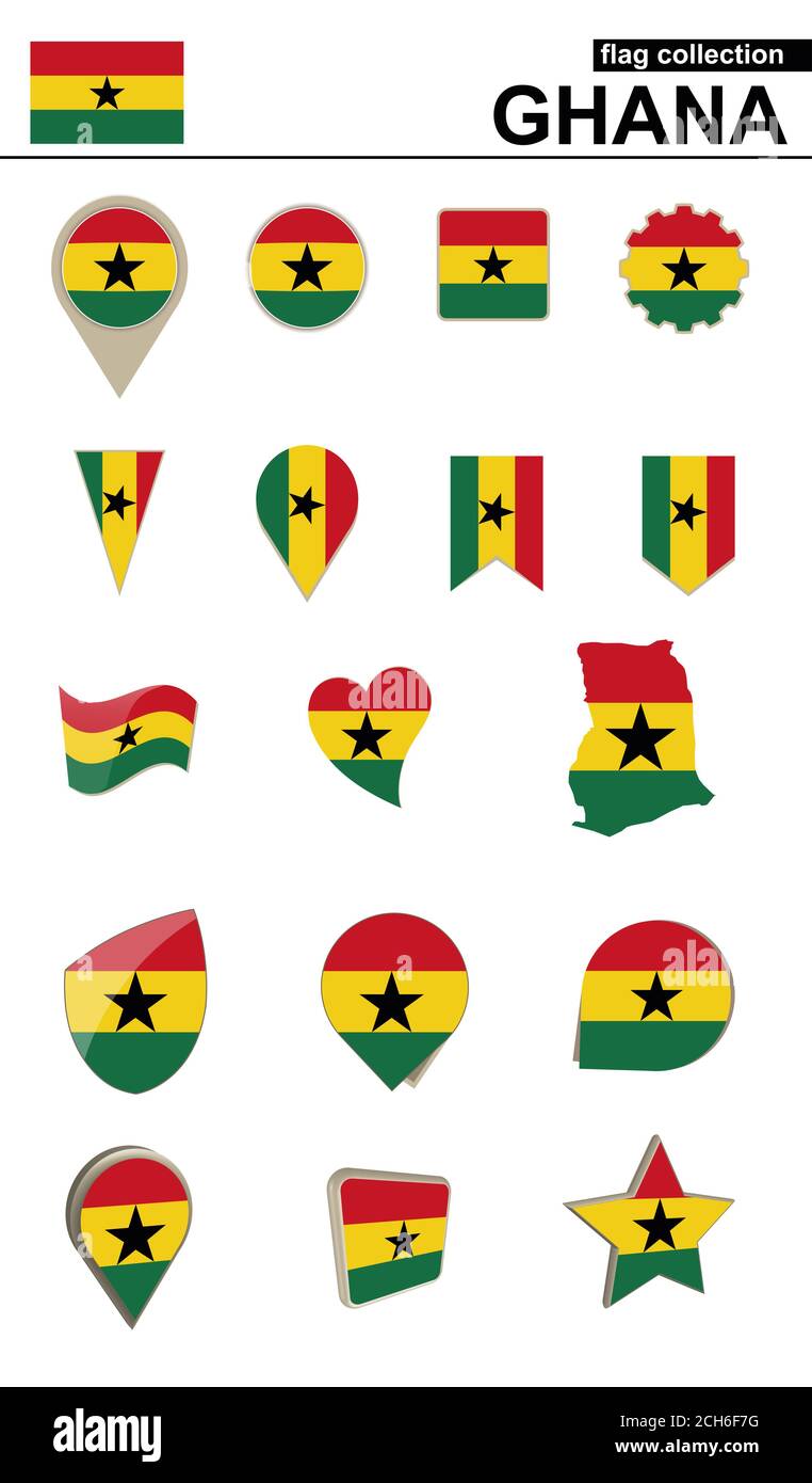 Ghana Flag Collection. Big set for design. Vector Illustration Stock ...