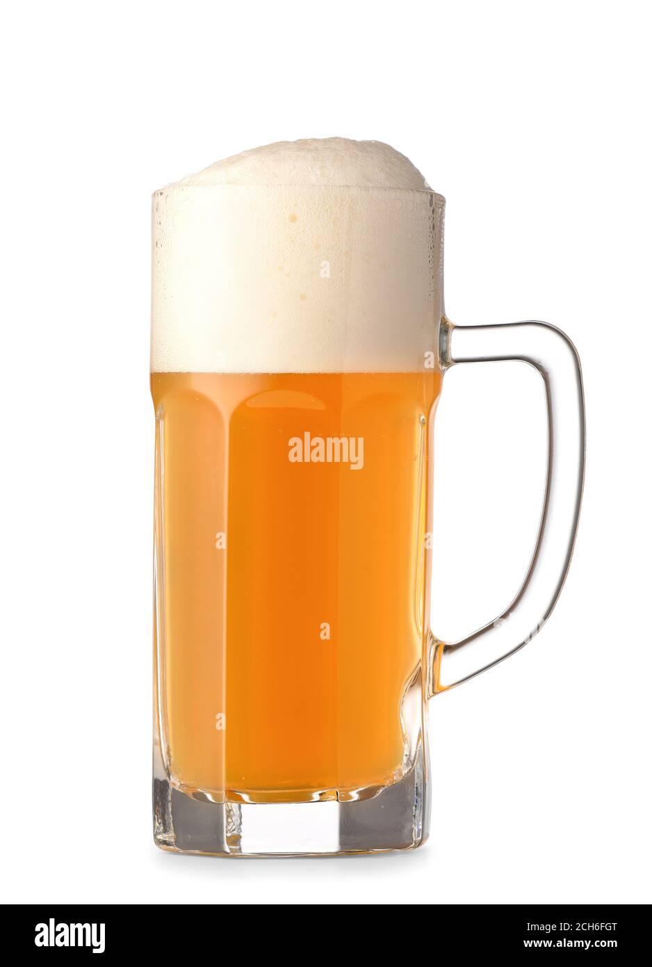 Glass mug with beer on white background Stock Photo - Alamy