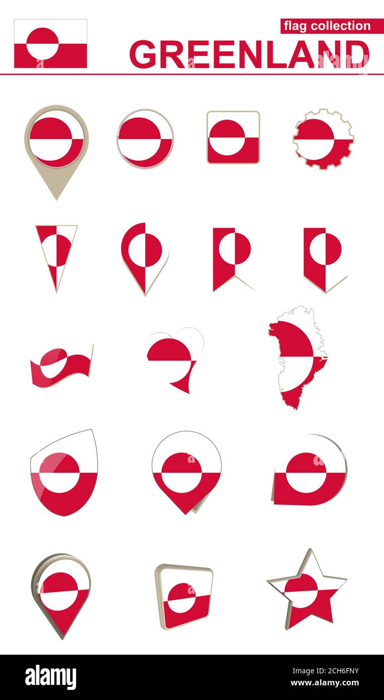 Greenland Flag Collection. Big set for design. Vector Illustration ...