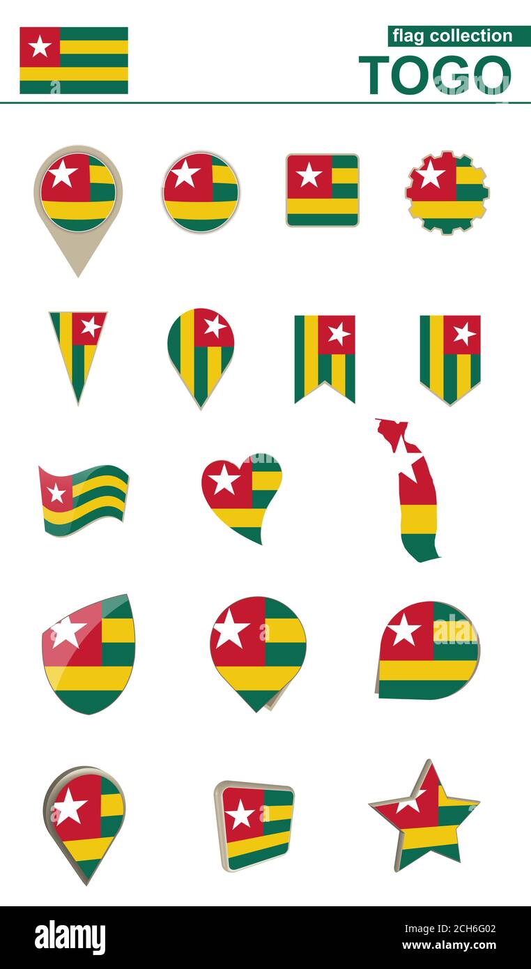 Togo Flag Collection. Big set for design. Vector Illustration Stock ...