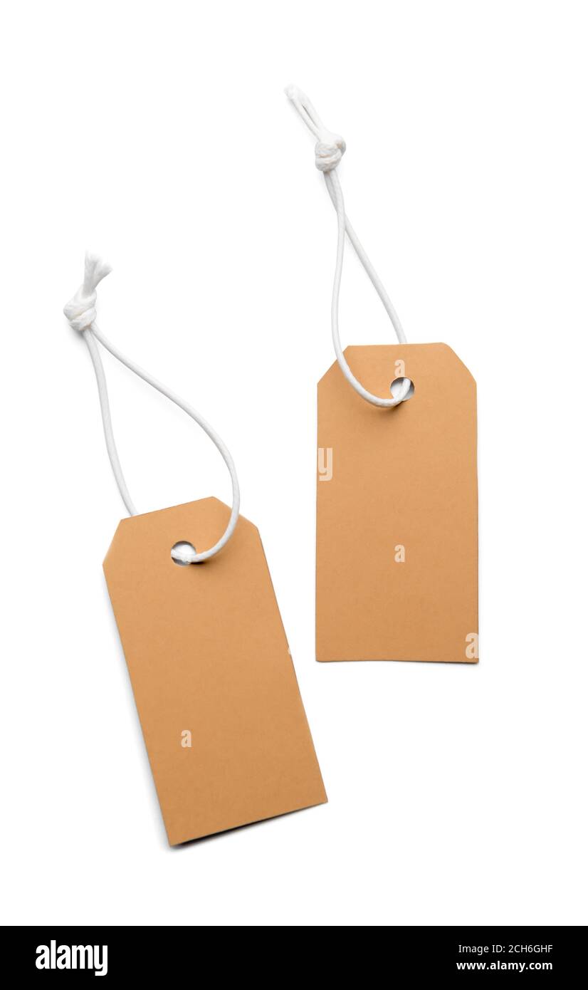 Blank paper tags on white background Stock Photo - Alamy