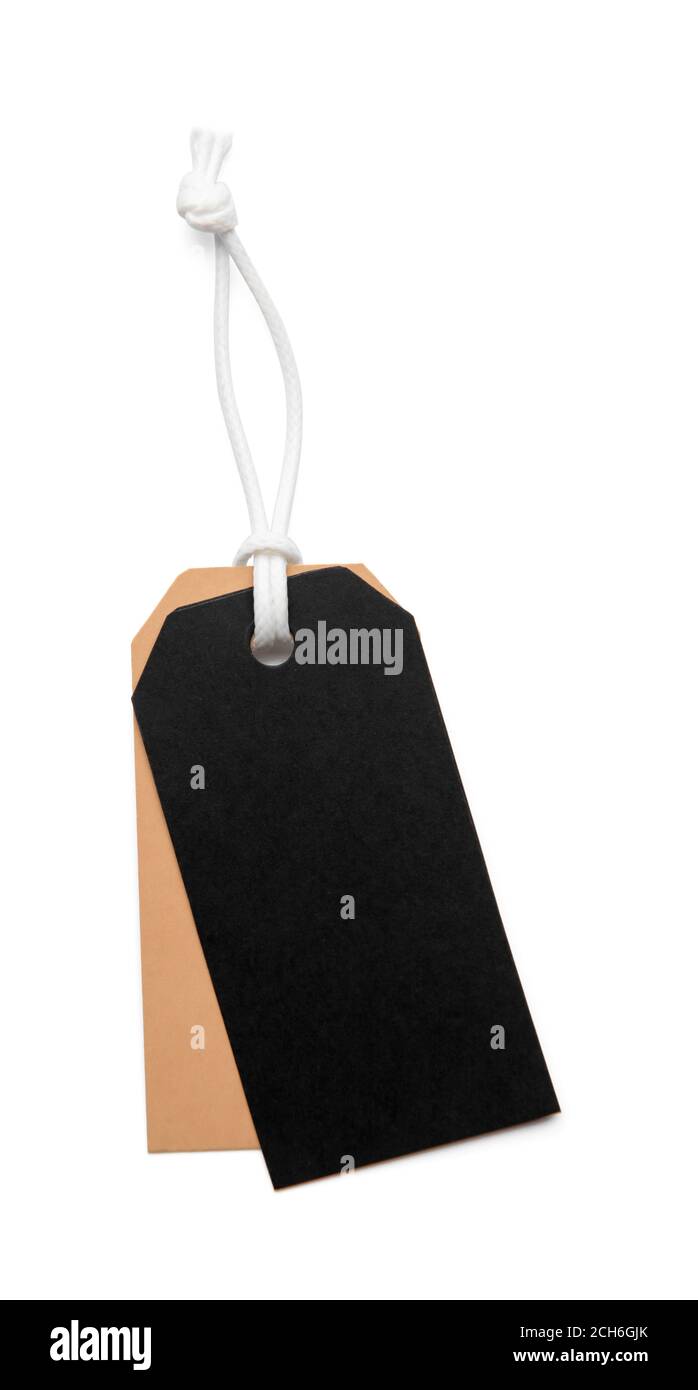 Blank paper tags on white background Stock Photo - Alamy
