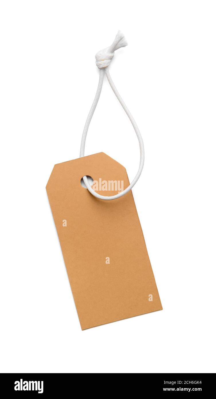 Blank paper tag on white background Stock Photo - Alamy