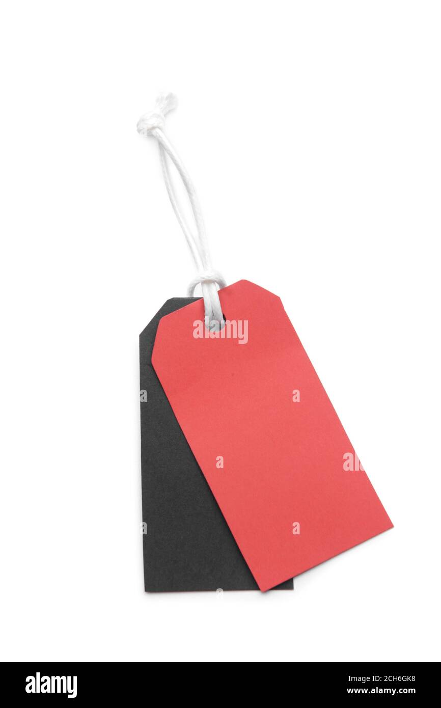 Blank paper tags on white background Stock Photo - Alamy