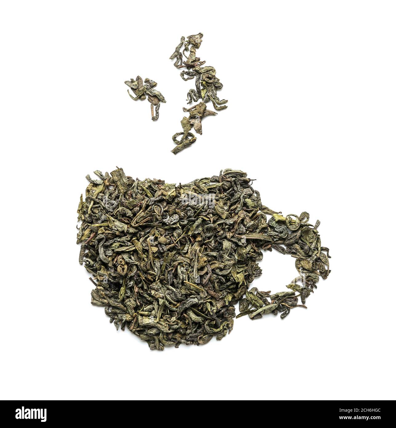 Cup shape made of dry tea leaves on white background Stock Photo - Alamy