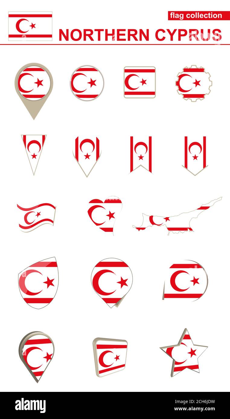 Northern Cyprus Flag Collection. Big set for design. Vector ...