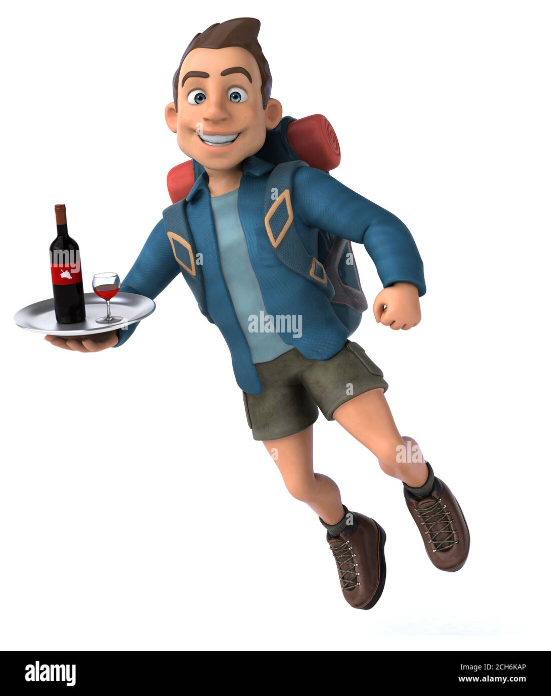 Fun illustration of a 3D cartoon backpacker Stock Photo - Alamy