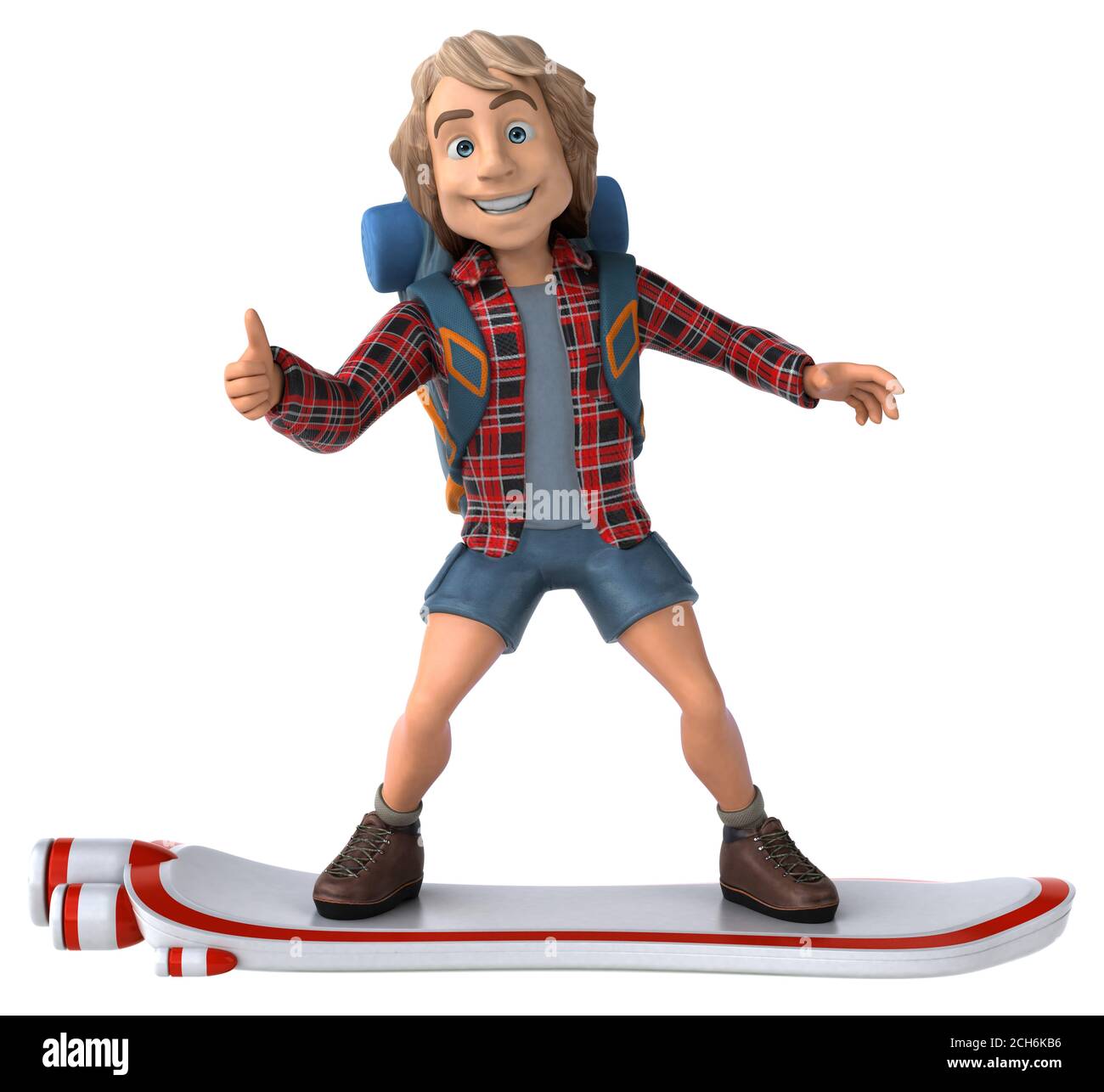 Man solo traveling backpacker - 3D Illustration Stock Photo - Alamy