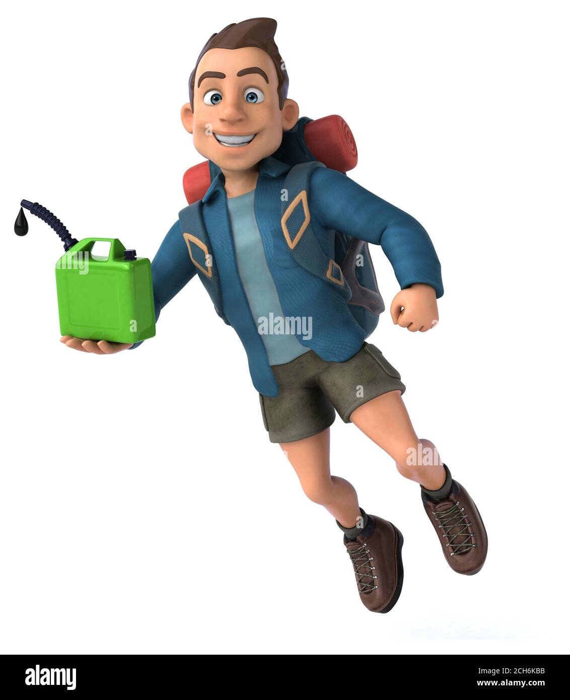 Fun illustration of a 3D cartoon backpacker Stock Photo - Alamy