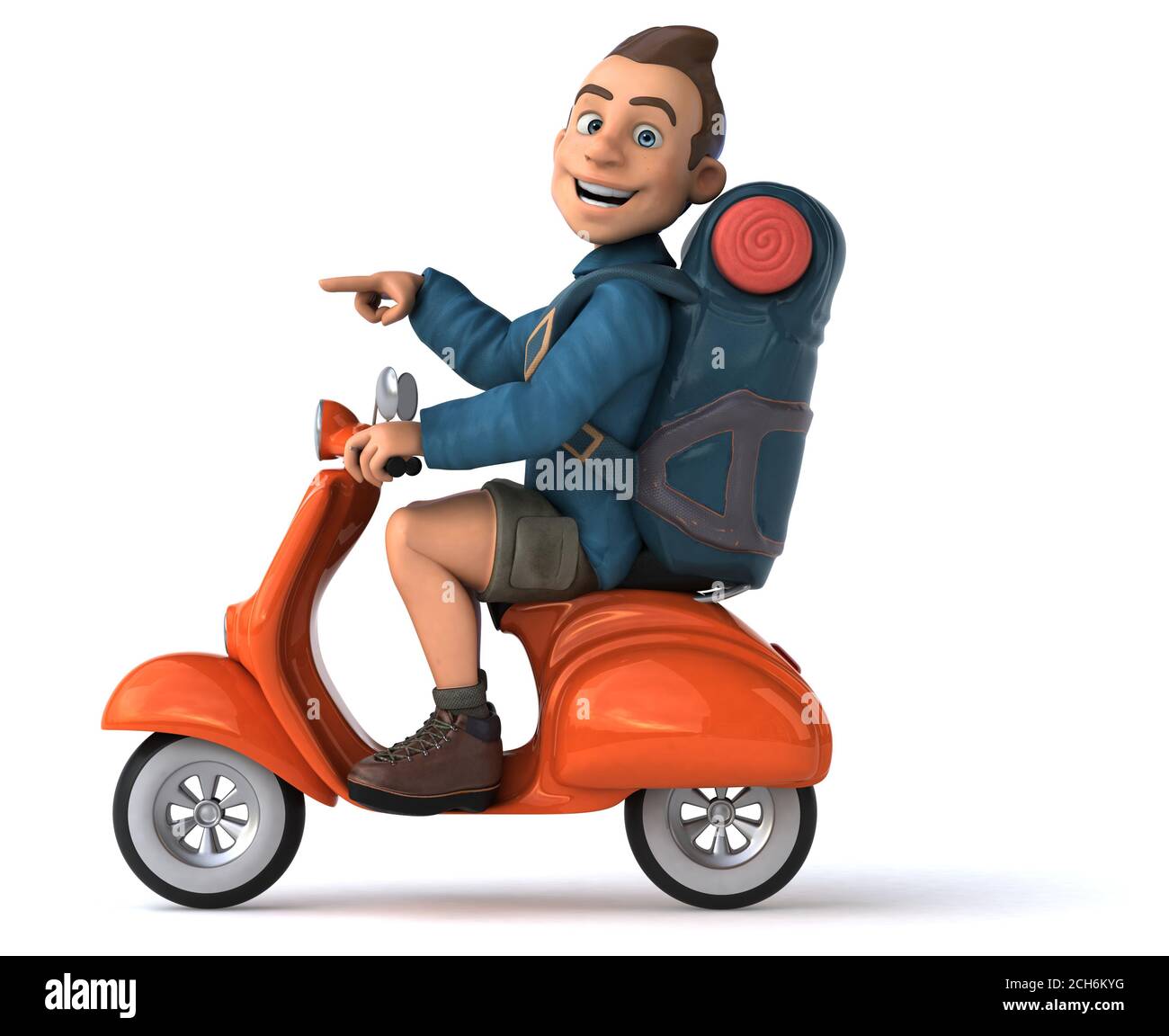 Fun illustration of a 3D cartoon backpacker Stock Photo - Alamy