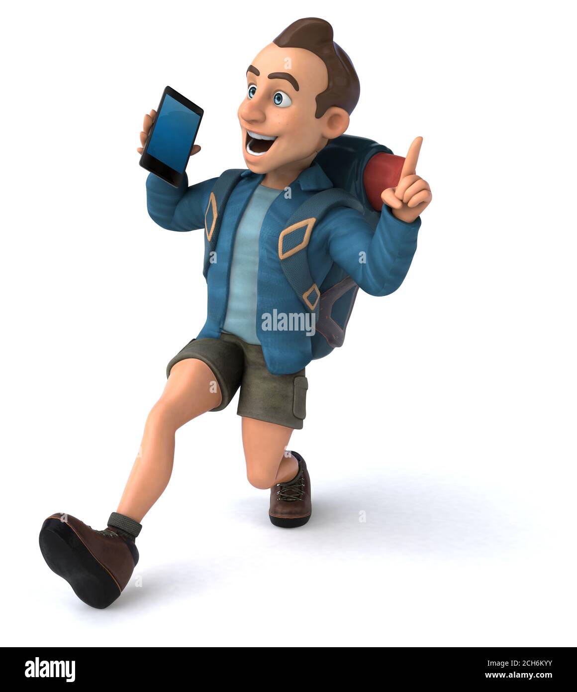 Fun illustration of a 3D cartoon backpacker Stock Photo - Alamy