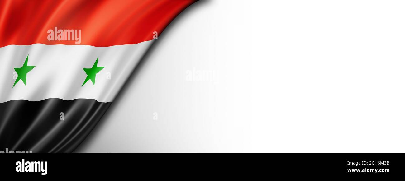 Syria flag isolated on white. Horizontal panoramic banner Stock Photo ...