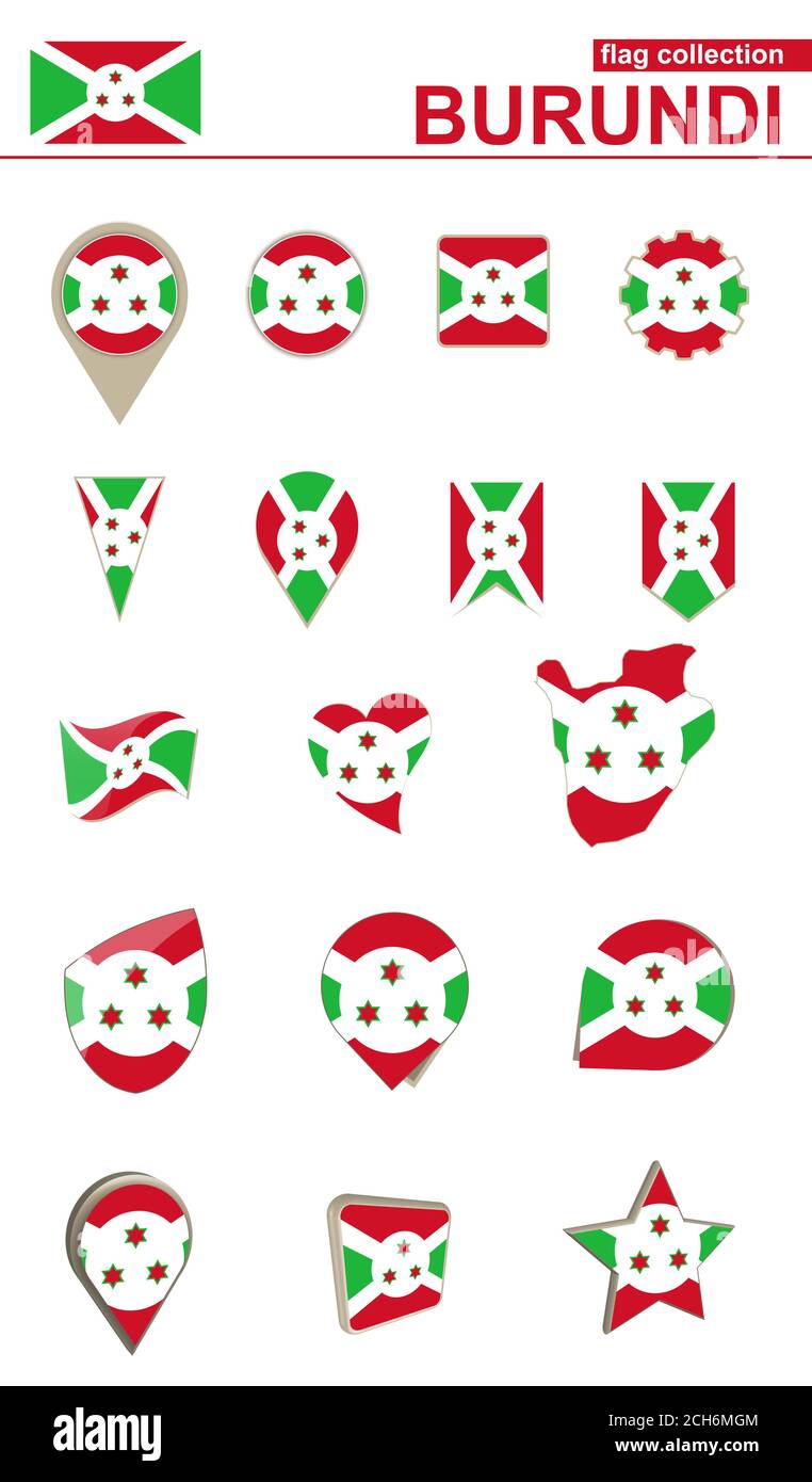 Burundi Flag Collection. Big set for design. Vector Illustration Stock ...