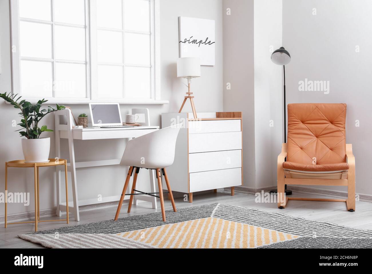 Interior of room with modern workplace Stock Photo - Alamy