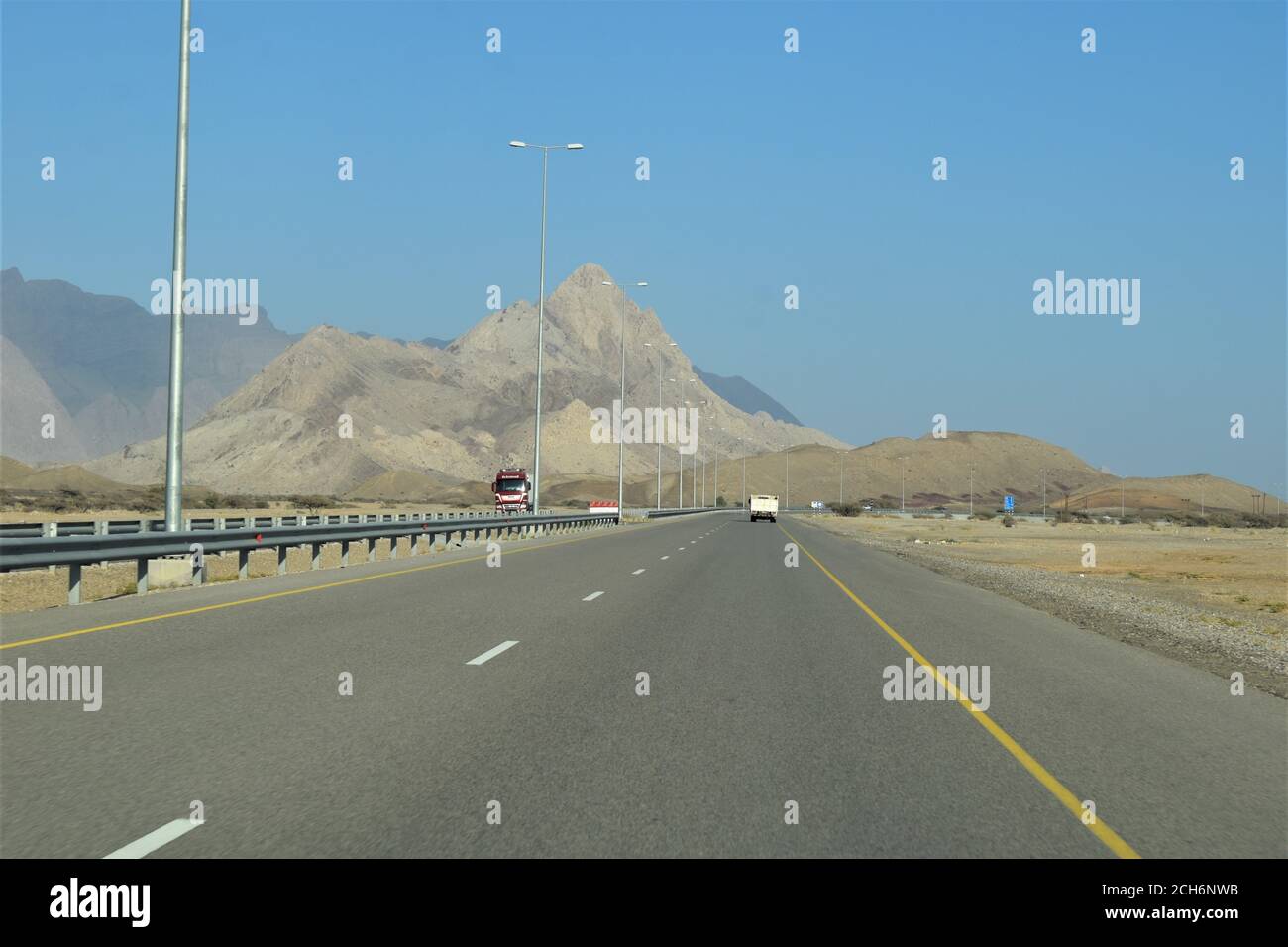 Amazing Oman highway road travel. Muscat, Oman : 16-09-2020 Stock Photo ...