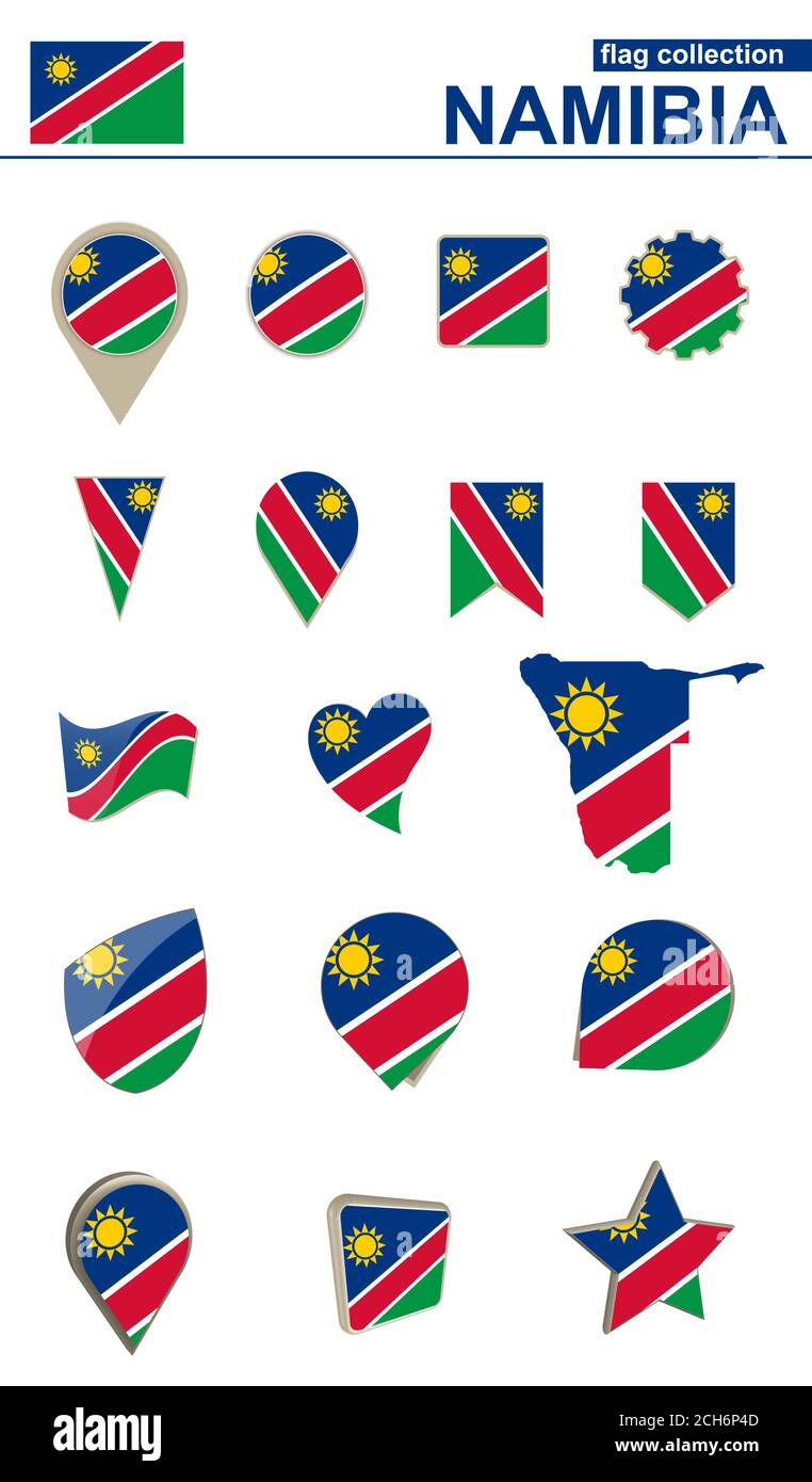 Namibia Flag Collection. Big set for design. Vector Illustration Stock ...