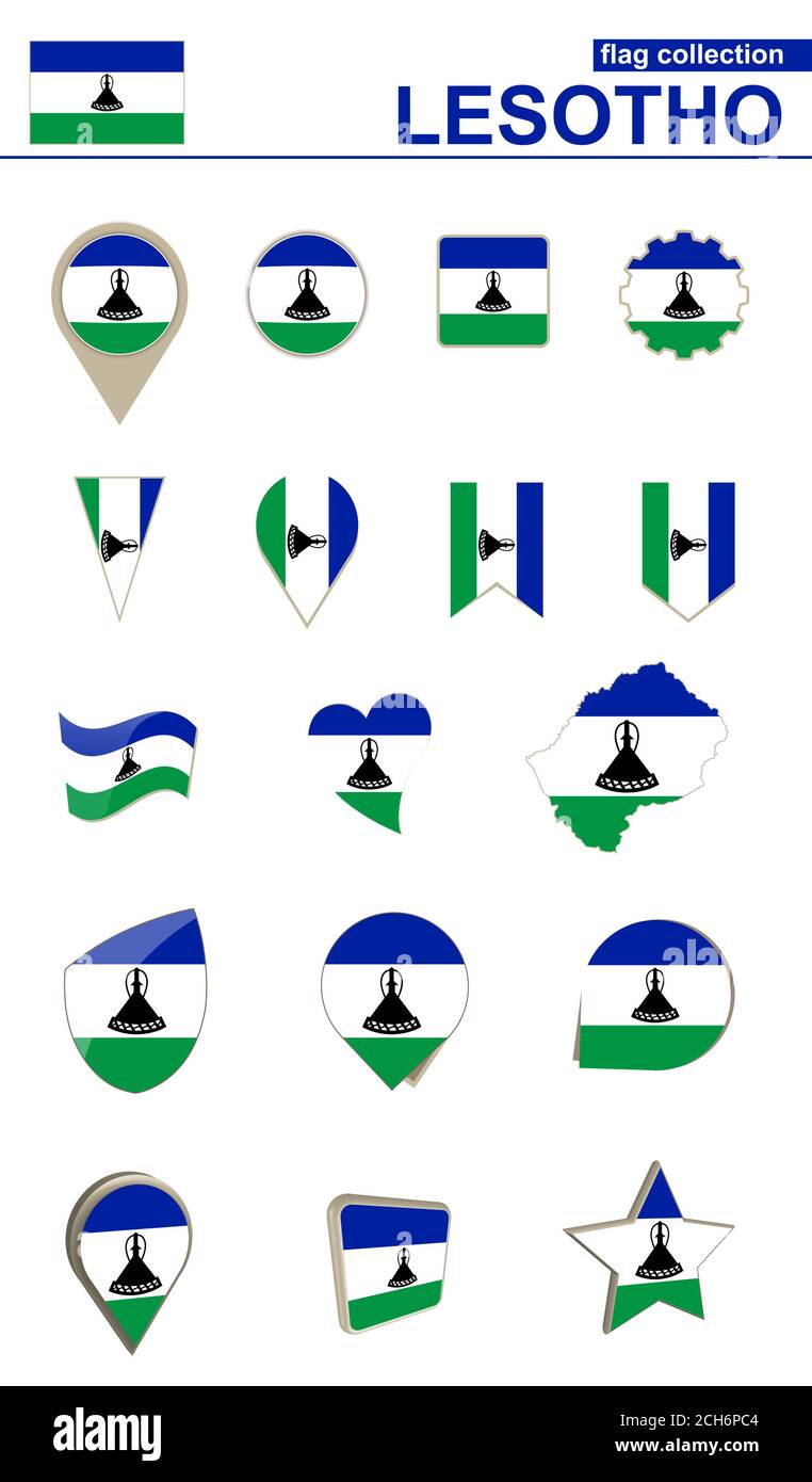 Lesotho Flag Collection. Big set for design. Vector Illustration Stock ...