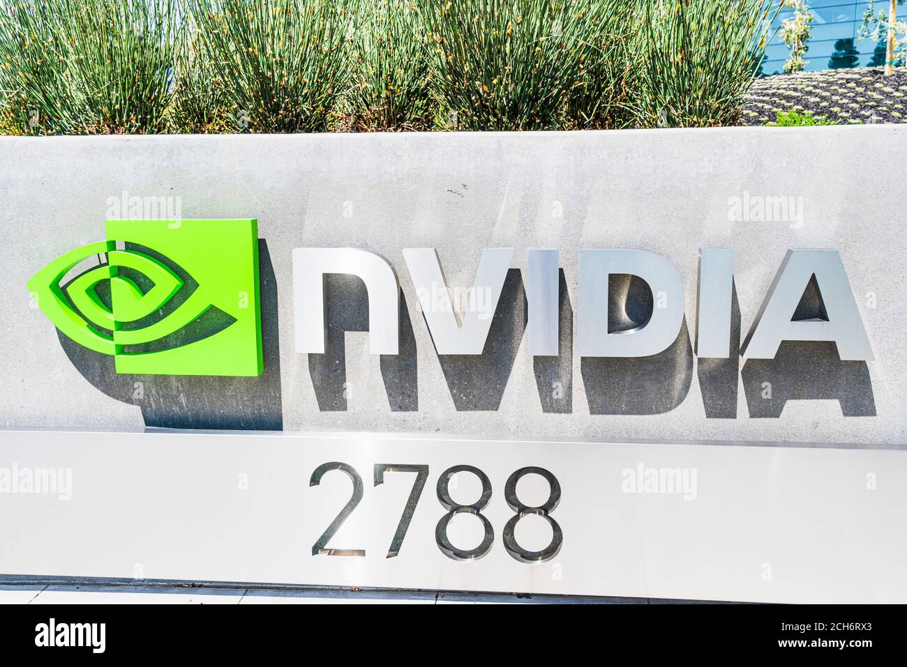 August 9, 2019 Santa Clara / CA / USA - The NVIDIA logo and symbol ...