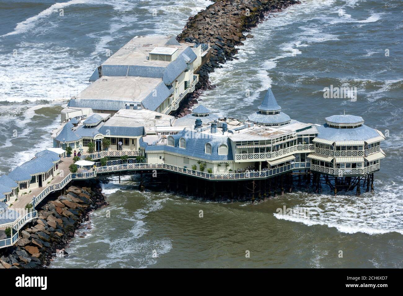 The famous restaurant La Rosa Nautica built over a pier in the Pacific ...