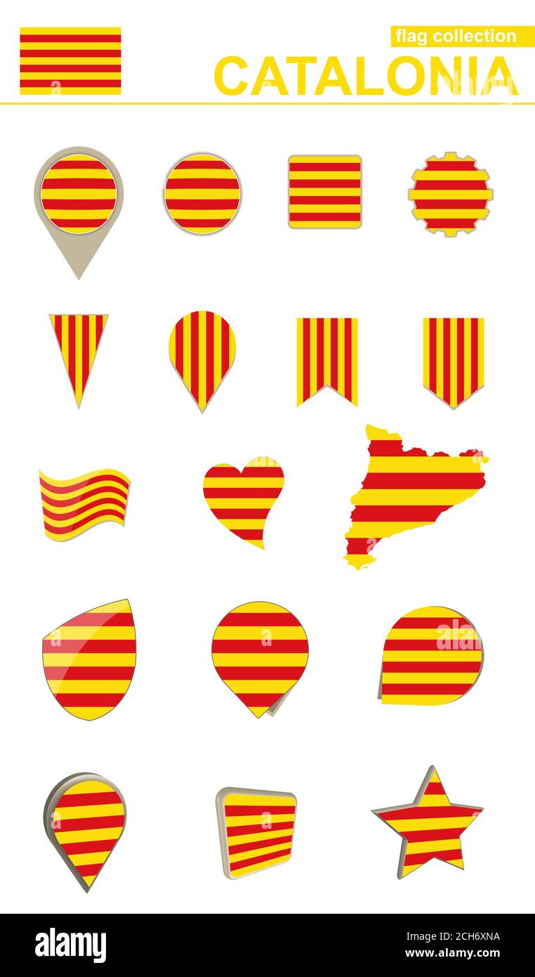Catalonia Flag Collection. Big set for design. Vector Illustration ...