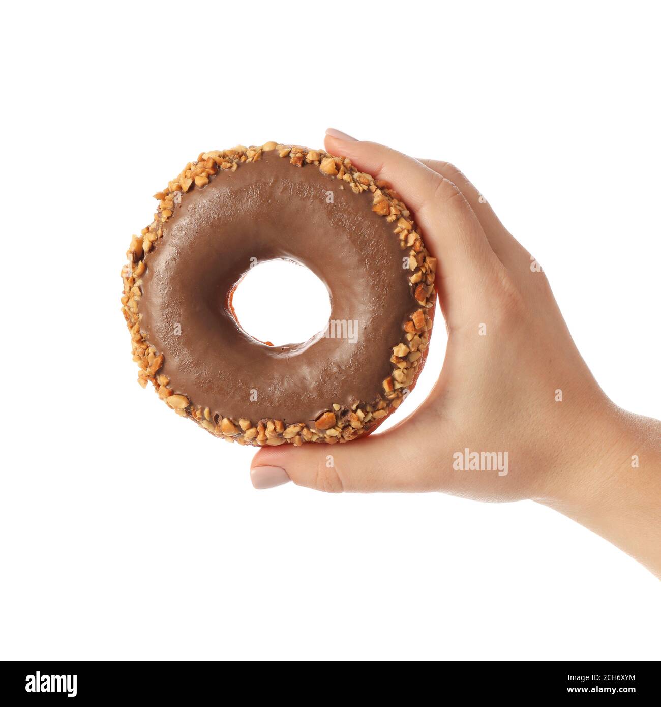 Hand holding doughnut Cut Out Stock Images & Pictures - Alamy