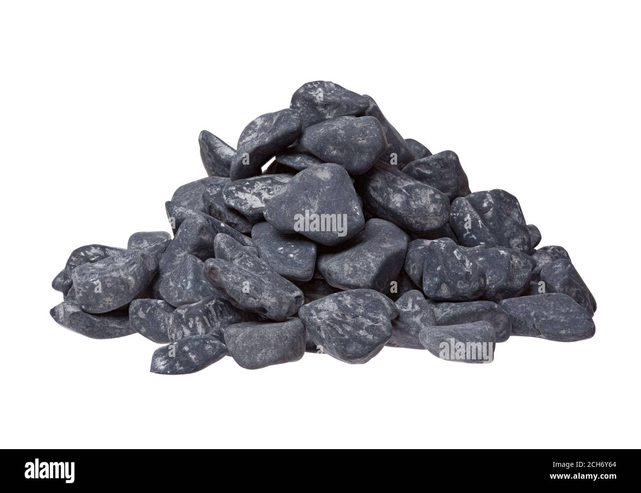 Black pebble stone over white background Stock Photo - Alamy