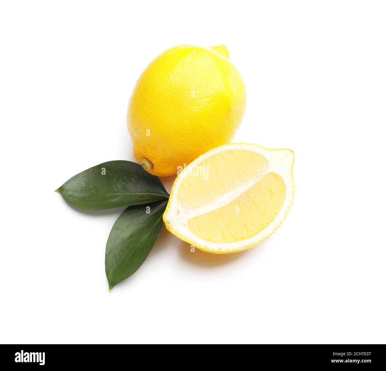 Ripe lemons on white background Stock Photo - Alamy