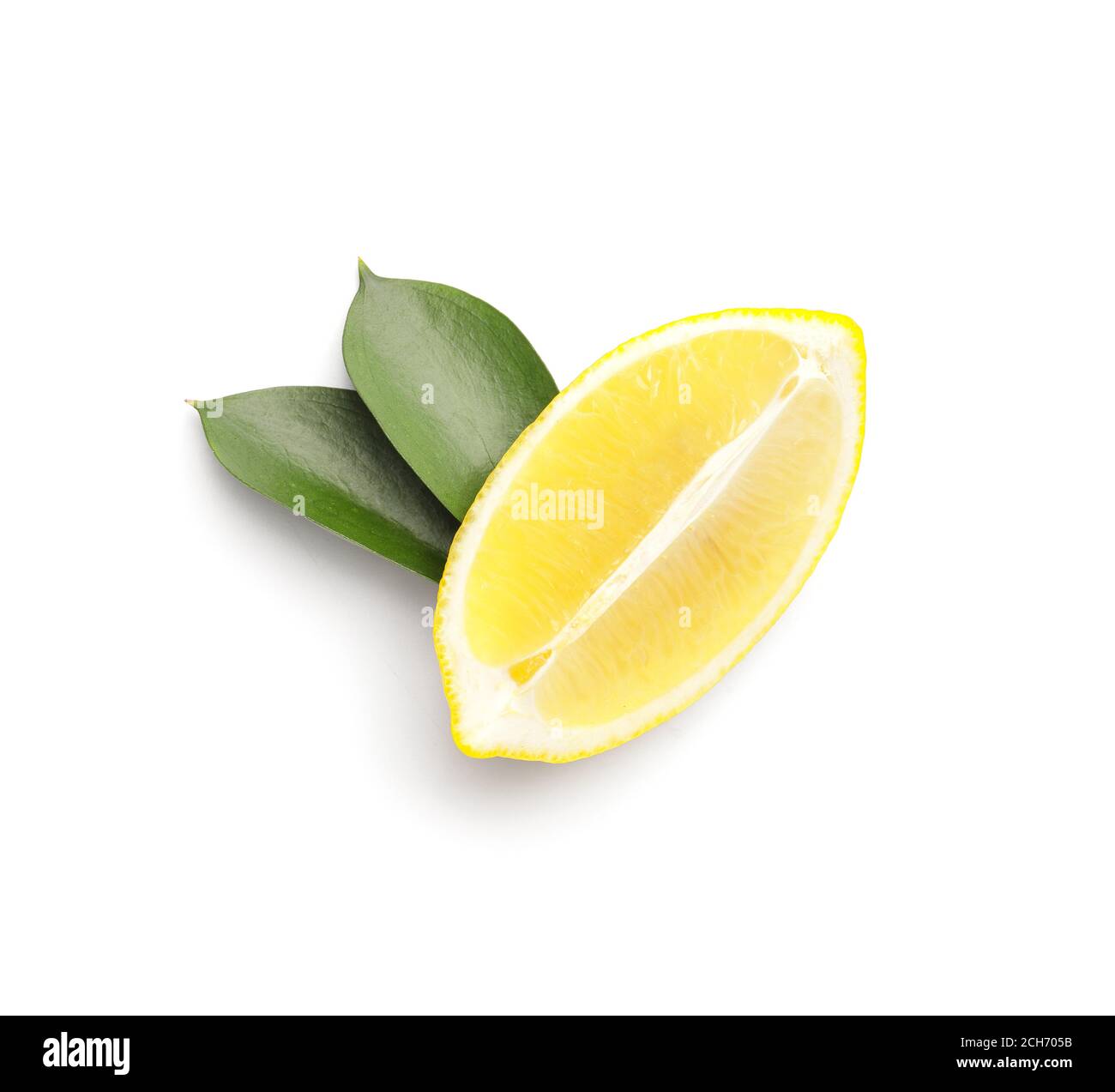 Piece of ripe lemon on white background Stock Photo - Alamy