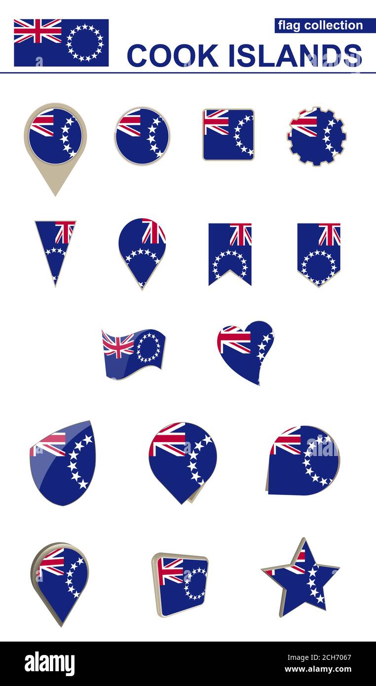 Cook Islands Flag Collection. Big set for design. Vector Illustration ...